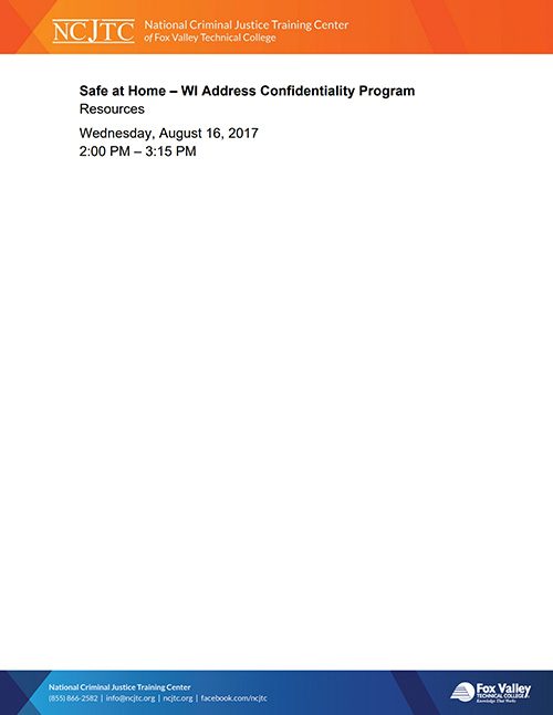 Safe at Home- WI Address Confidentiality Program