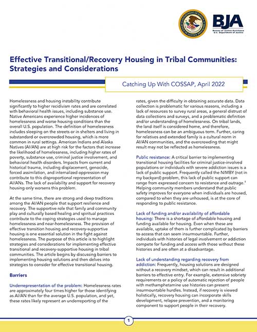 Effective Transitional/Recovery Housing in Tribal Communities ...
